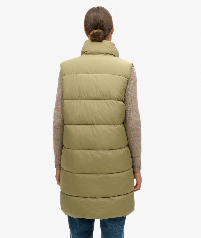 womens Longline Quilted Gilet in Tornado Green | Superdry UK