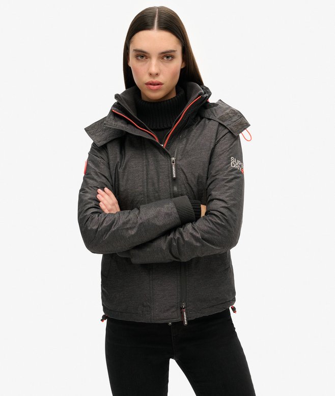 womens Pop Zip Hooded Arctic SD-Windcheater Jacket in Mid Charcoal Marl ...