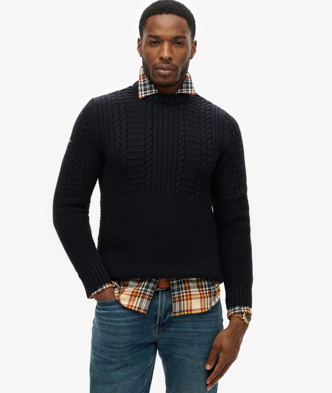 mens Jacob Crew Jumper in Eclipse Navy | Superdry UK