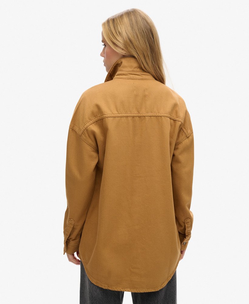 Dames Oversized denim shacket in caramel brown | Superdry NL