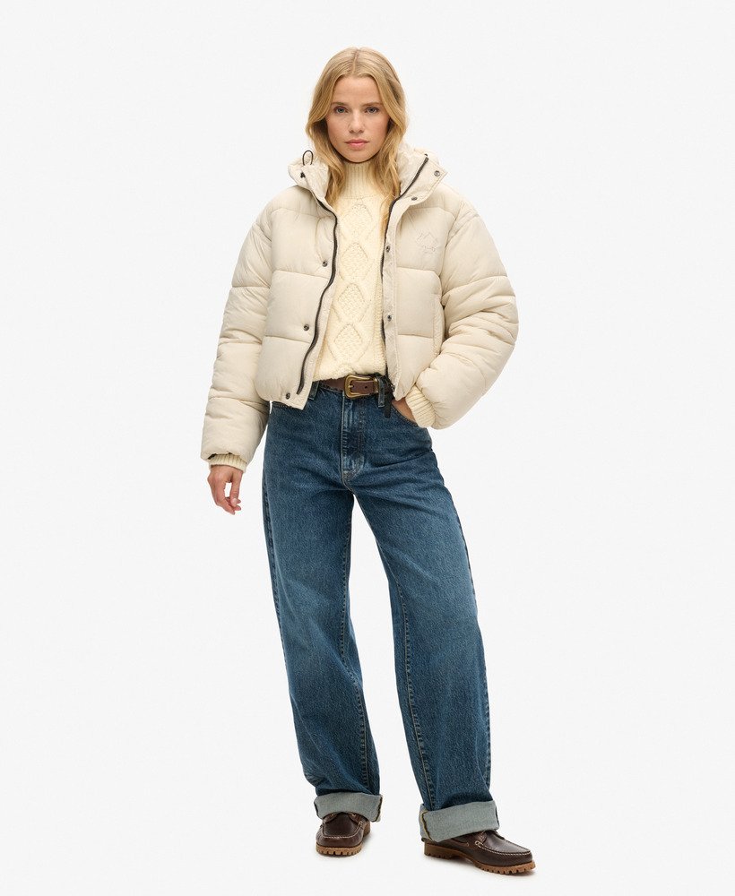 womens Cropped Cocoon Puffer Jacket in Rainy Day | Superdry UK