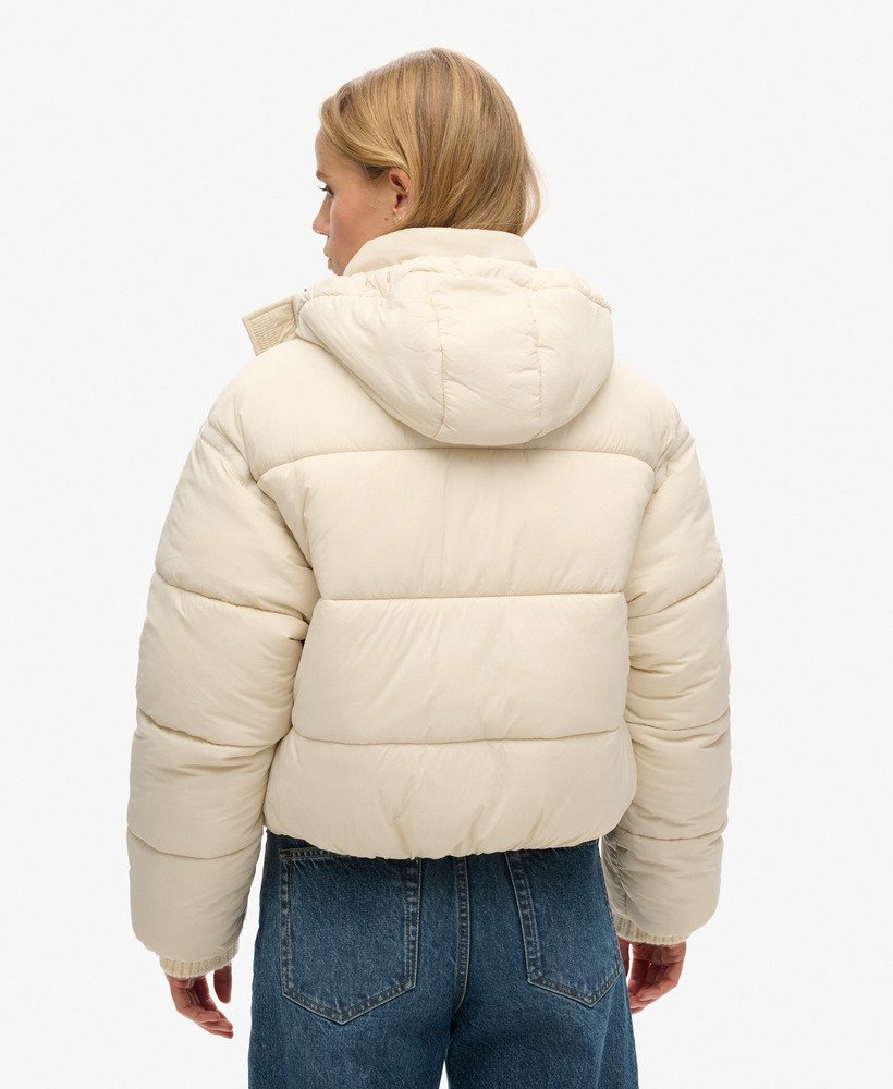 womens Cropped Cocoon Puffer Jacket in Rainy Day | Superdry UK