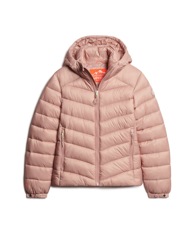 womens Hooded Fuji Padded Jacket in Vintage Blush Pink | Superdry UK