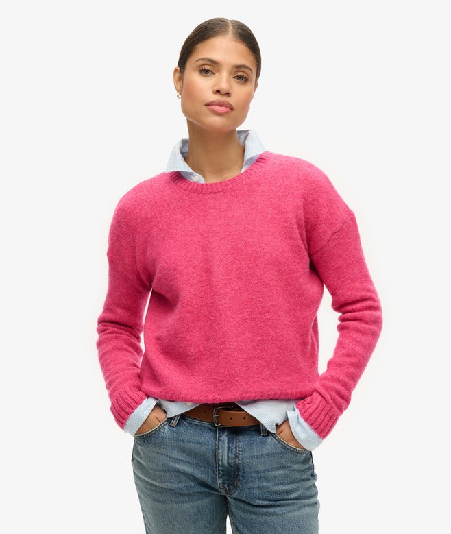 womens Essential Crew Neck Jumper in Dusty Raspberry | Superdry UK