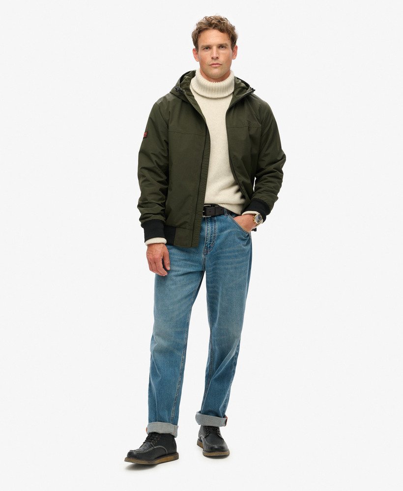 mens Surplus Nylon Hooded Bomber Jacket in Surplus Goods Olive Green ...