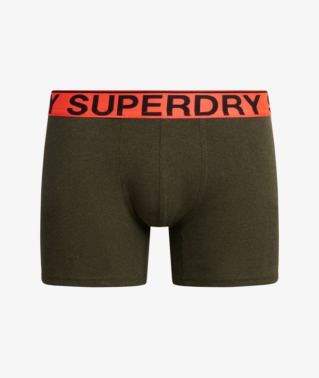 mens Organic Cotton Boxer Triple Pack in Khaki Stripe/Khaki Grit/Black ...