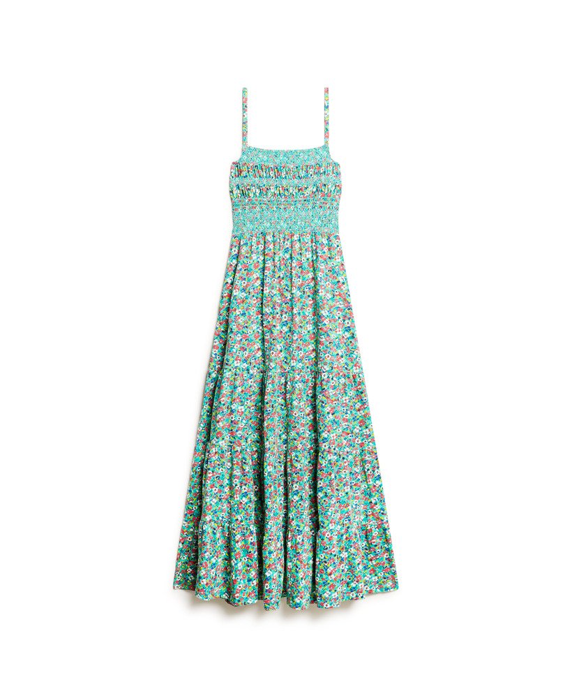 Robe longue caraco smockéevert à petites fleurs betsy pour Femme ...