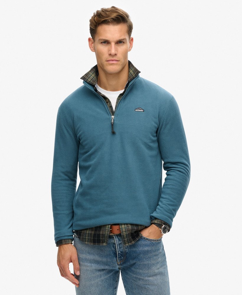 mens Polar Fleece Half Zip in Orion Blue | Superdry UK