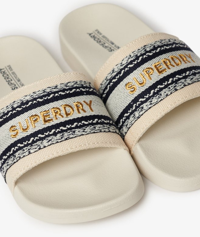 womens Vegan Webbing Pool Sliders in NATURAL | Superdry UK