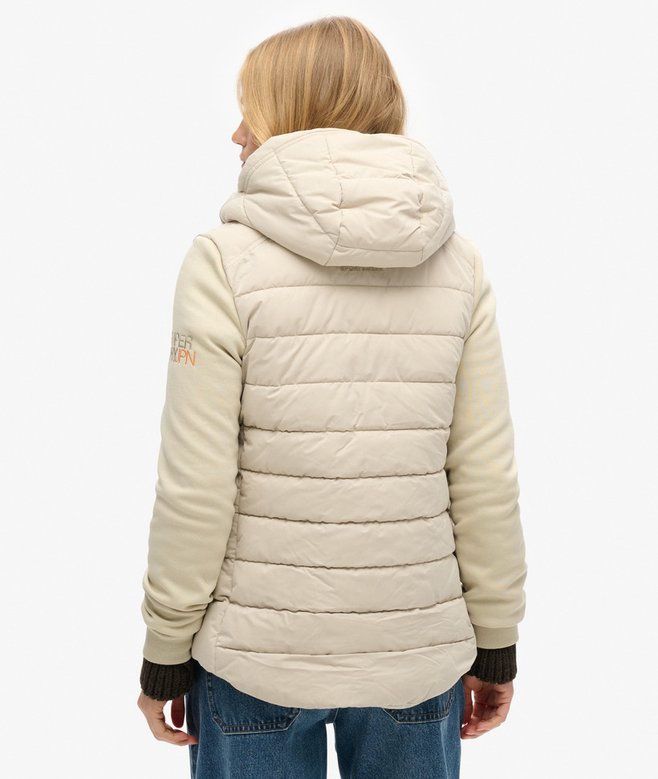 womens Hooded Storm Hybrid Padded Jacket in Pelican Beige | Superdry UK