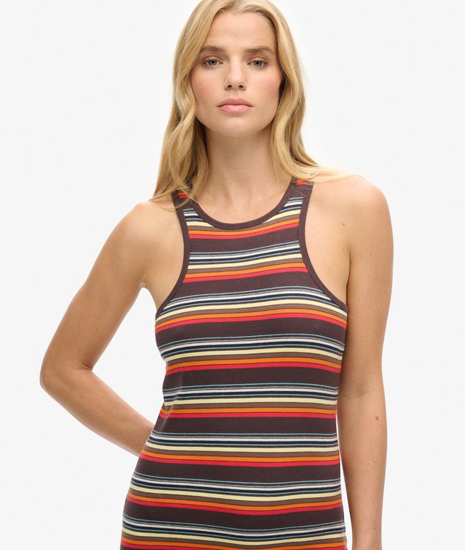 womens Vintage Stripe Racer Dress in Summer Yellow Stripe | Superdry UK