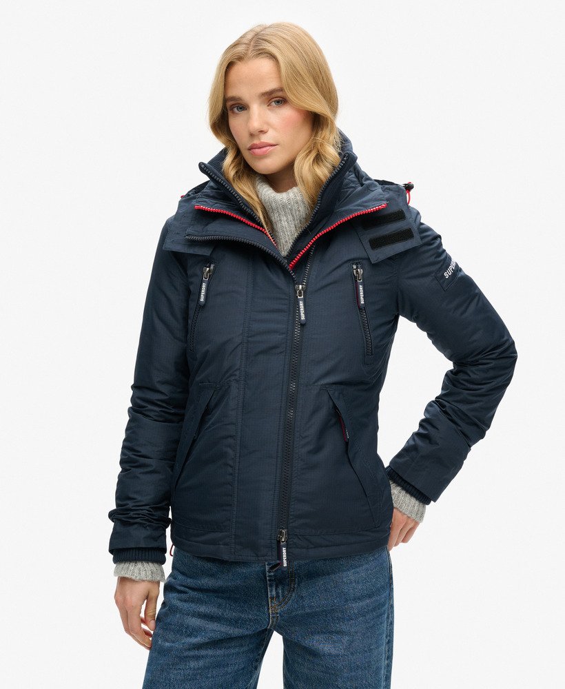 Windbreaker-Jacke mit Kapuze und Logo finster marineblau für Damen ...