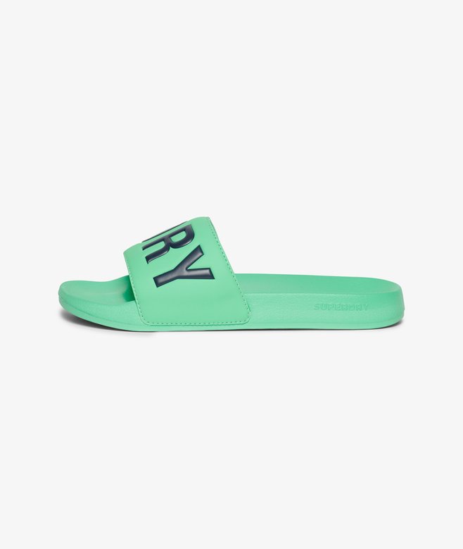 mens Core Graphic Pool Sliders in Spring Bud Green | Superdry UK