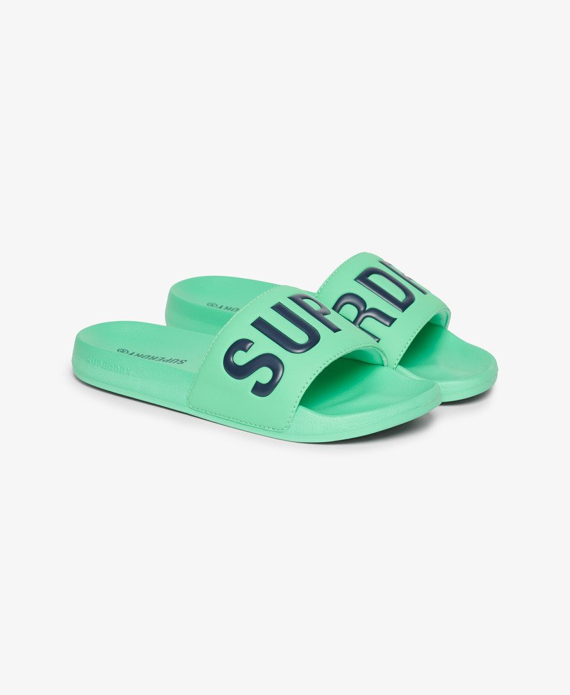 mens Core Graphic Pool Sliders in Spring Bud Green | Superdry UK