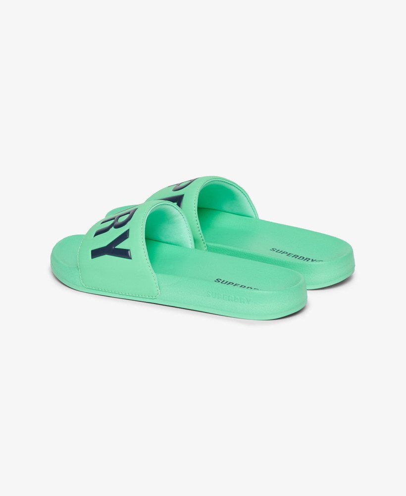 mens Core Graphic Pool Sliders in Spring Bud Green | Superdry UK