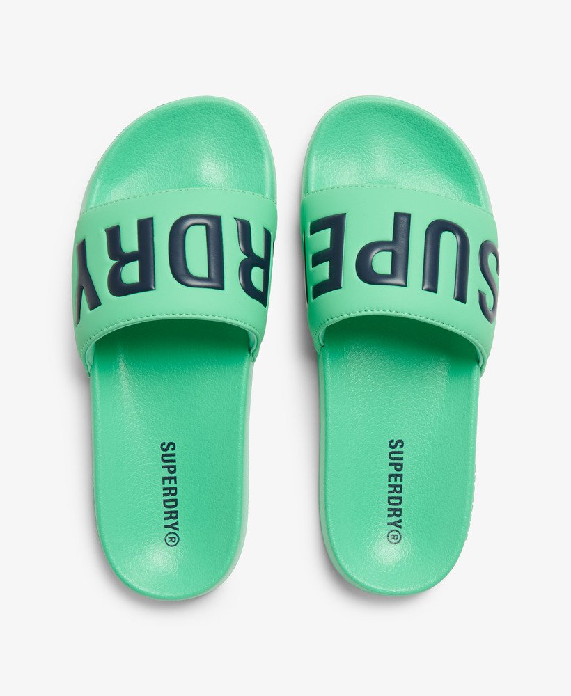 mens Core Graphic Pool Sliders in Spring Bud Green | Superdry UK