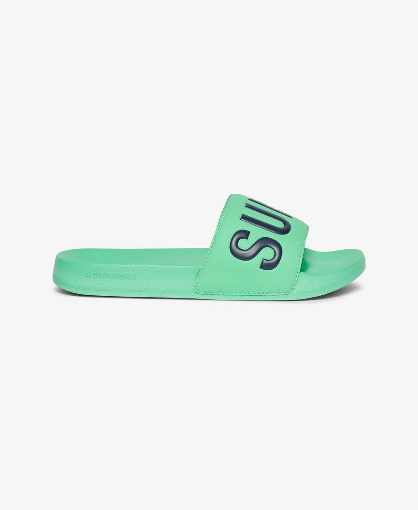 mens Core Graphic Pool Sliders in Spring Bud Green | Superdry UK