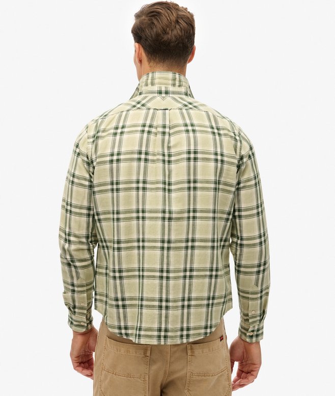 mens The Merchant Store - Linen Check Shirt in GREEN CHECK | Superdry UK