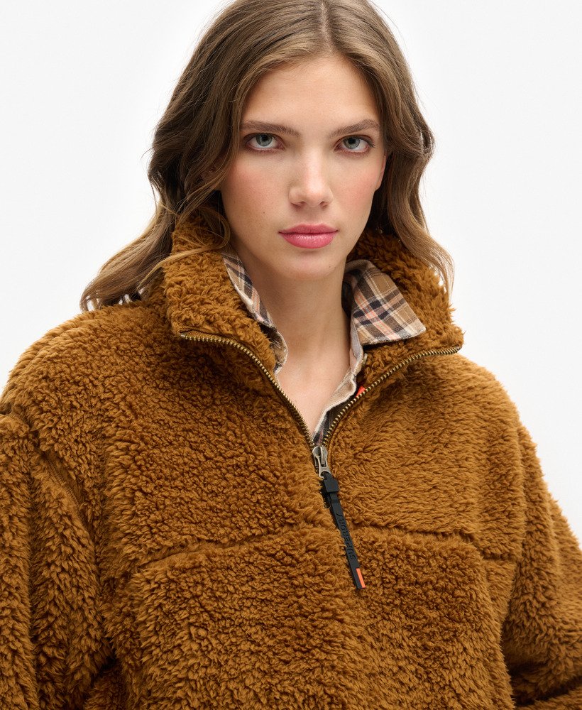 womens Super Soft Zip Half Zip Jumper in Dark Tobacco Brown | Superdry UK