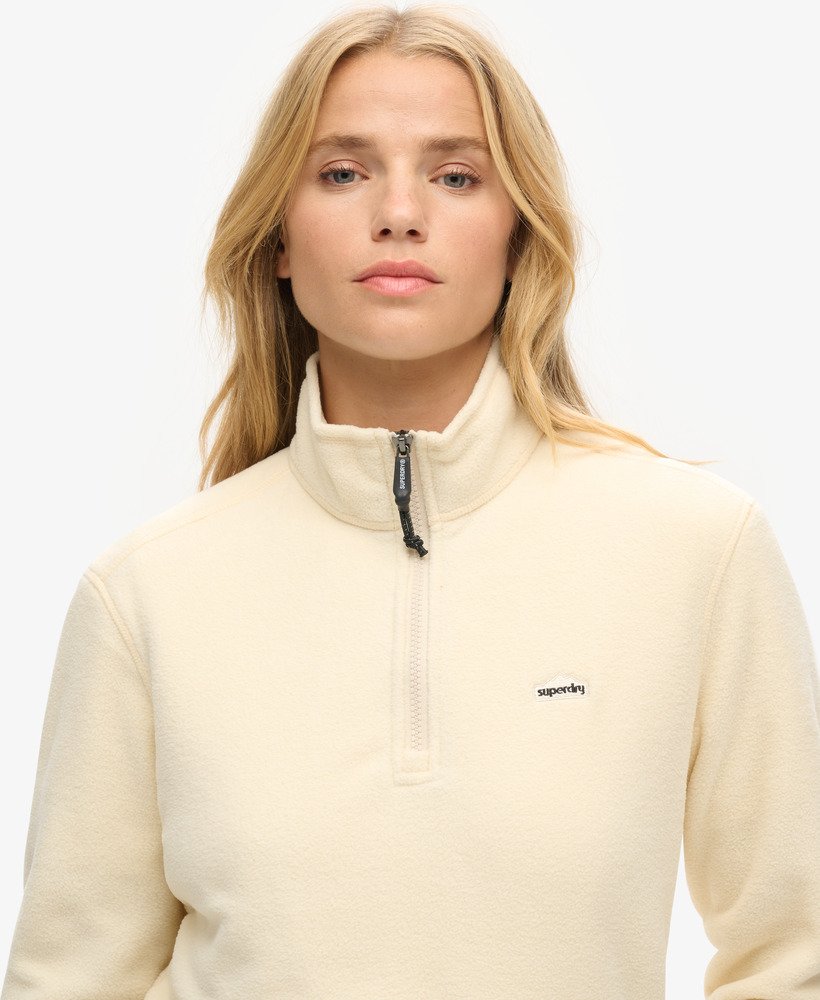 womens Polar Fleece Cropped Half Zip in Oatmeal Beige | Superdry UK