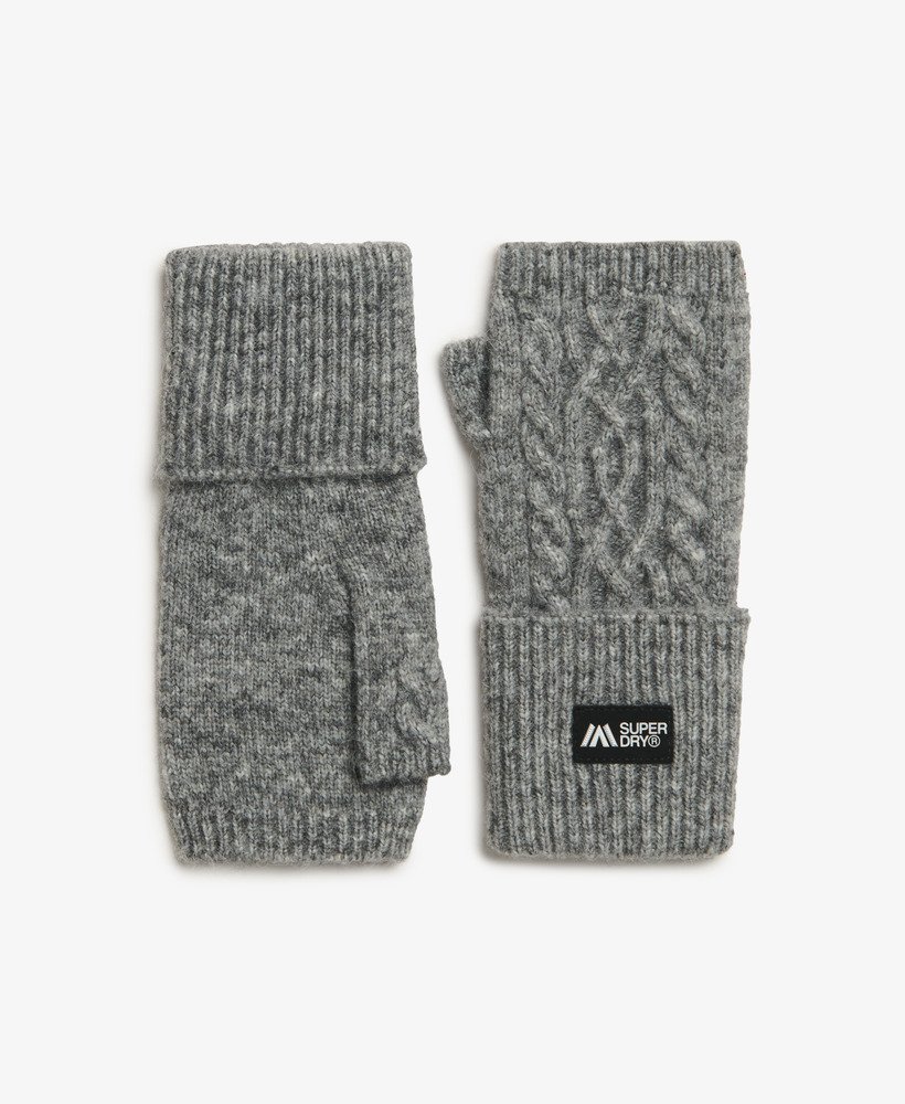 womens Cable Luxe Handwarmer Gloves in Scandi Grey Marl | Superdry UK