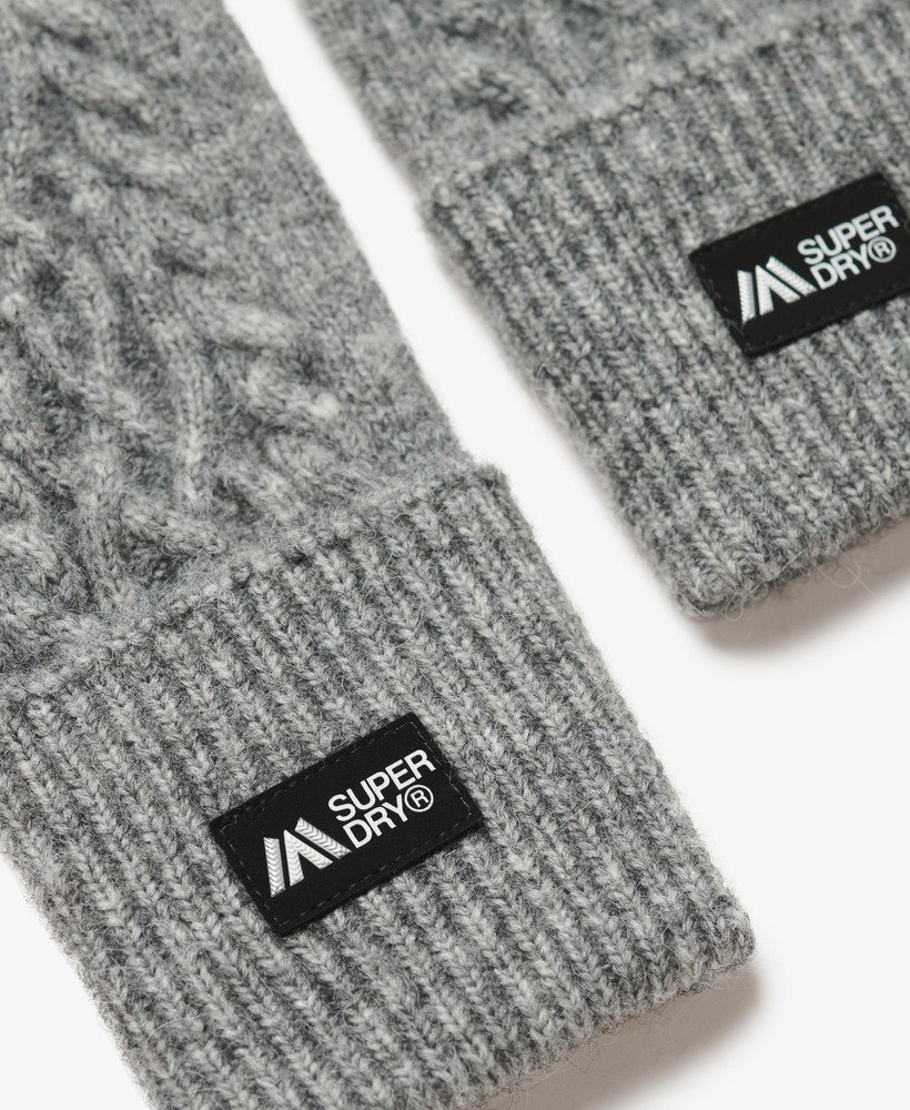 womens Cable Luxe Handwarmer Gloves in Scandi Grey Marl | Superdry UK