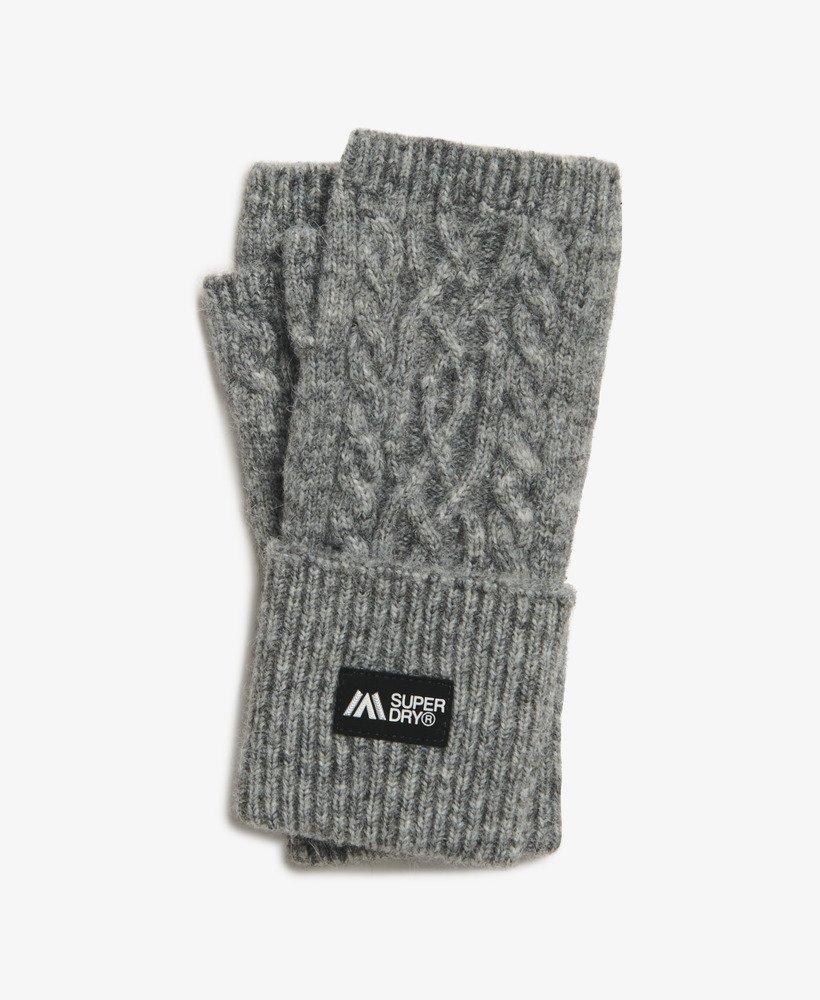 womens Cable Luxe Handwarmer Gloves in Scandi Grey Marl | Superdry UK