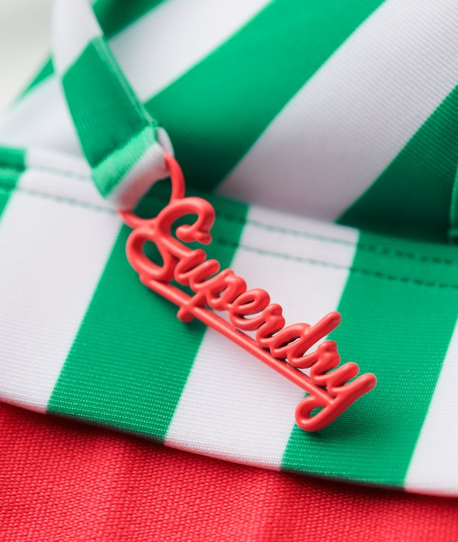 womens Stripe Triangle Bikini Top in GREEN STRIPE | Superdry UK