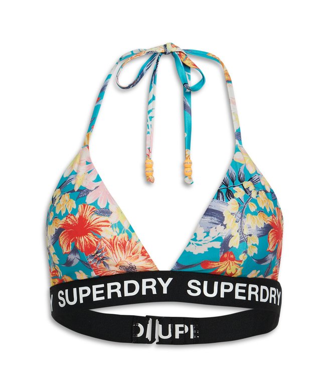 womens Logo Triangle Bikini Top in Bali Blue Anemone | Superdry UK