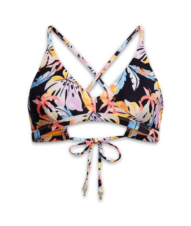 womens Cross Back Triangle Bikini Top in Orange Tropic | Superdry UK