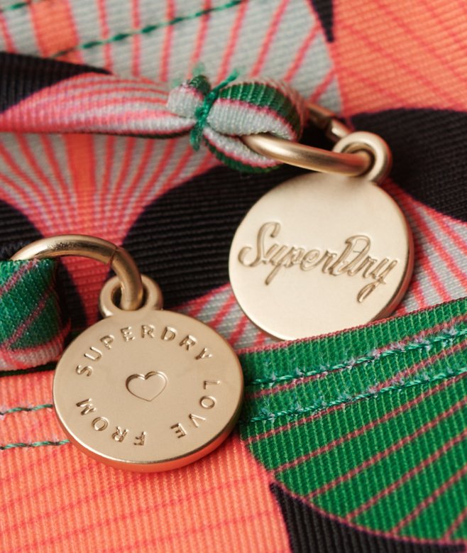 womens Cross Back Triangle Bikini Top in Orange Geo | Superdry UK