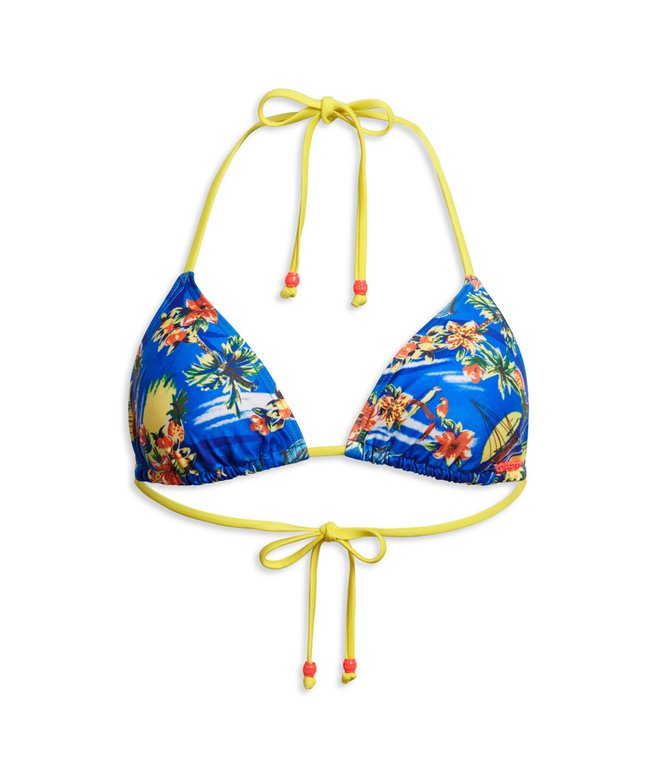 womens String Triangle Bikini Top in Blue Dolphin Ocean | Superdry UK
