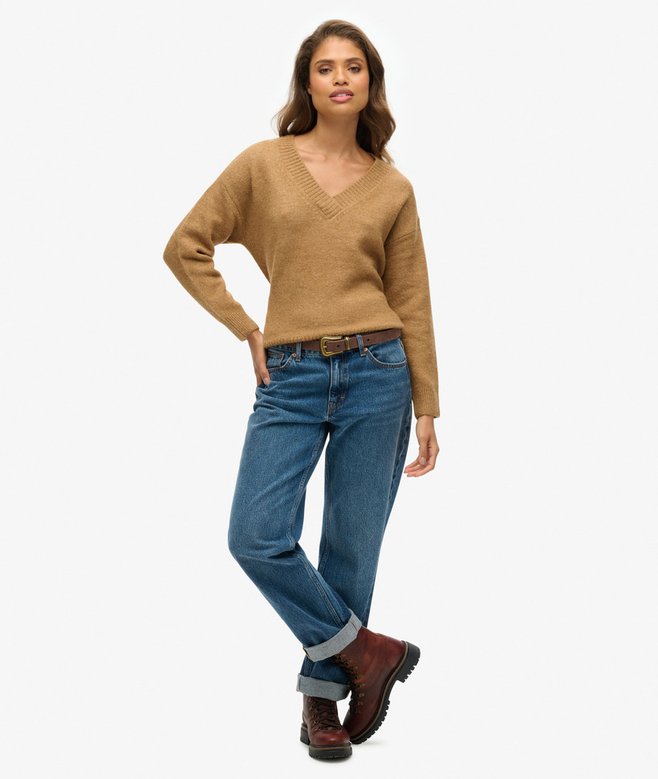 Maglione oversize con scollo a Vcorps beige marl da Donna | Superdry IT