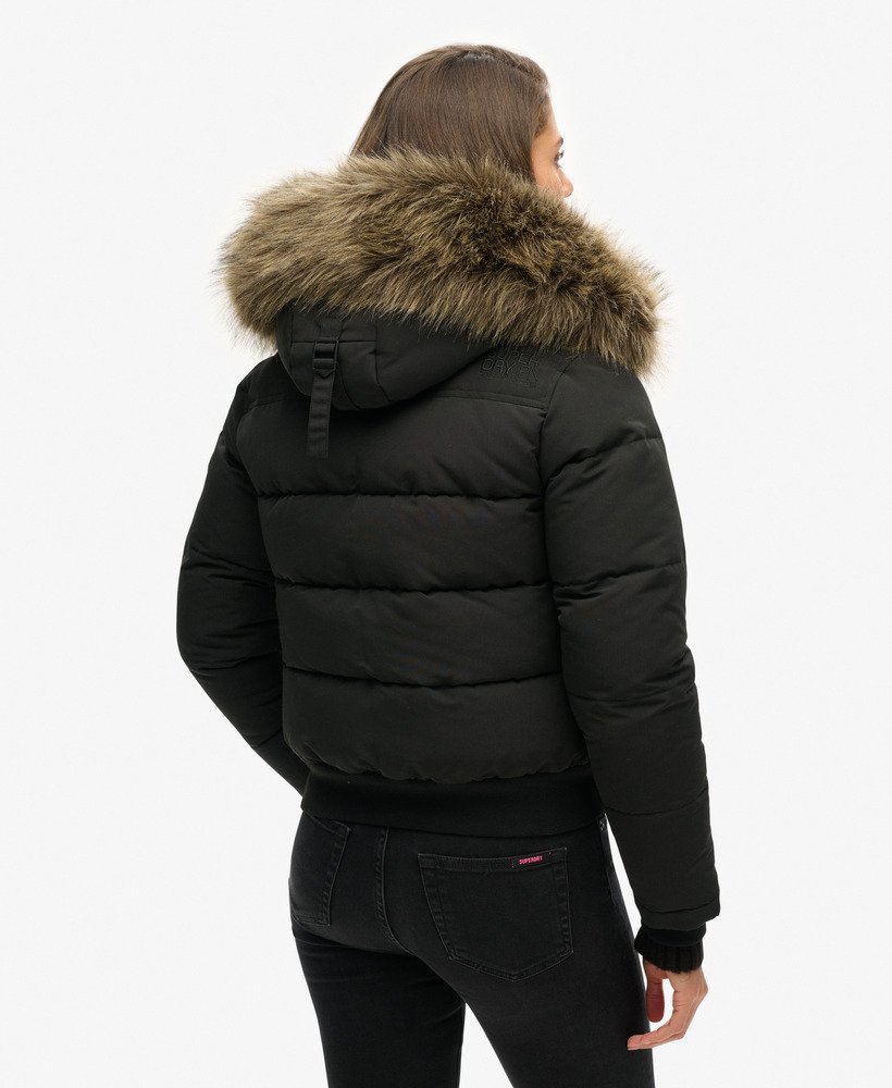 womens Everest Hooded Bomber Jacket in Black | Superdry CA-EN