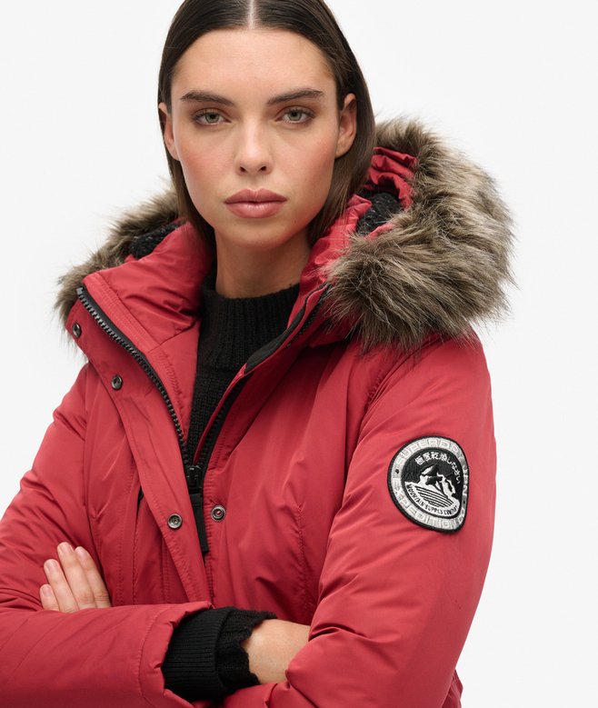 womens Ashley Everest Parka Coat in BRICK RED | Superdry US