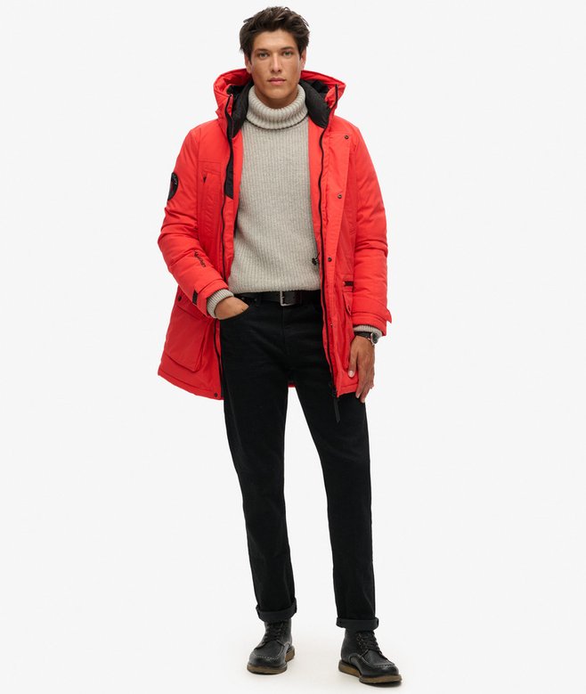 mens City Padded Parka Jacket in Sunset Red | Superdry UK