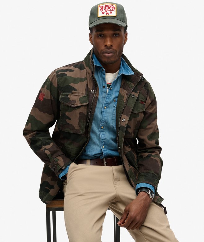 mens Rookie Military Jacket in Troops Camo Green | Superdry UK