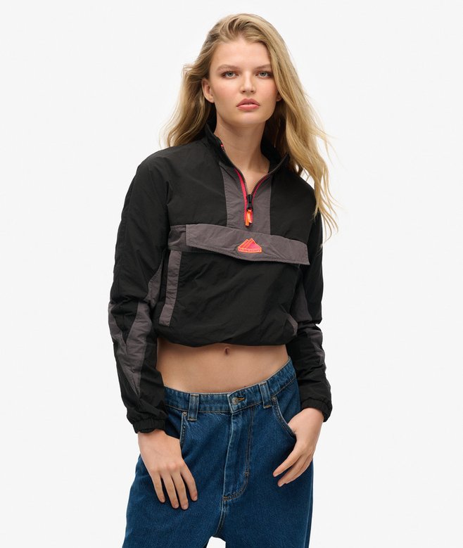 womens Colourblock Track Overhead Jacket in Black | Superdry UK