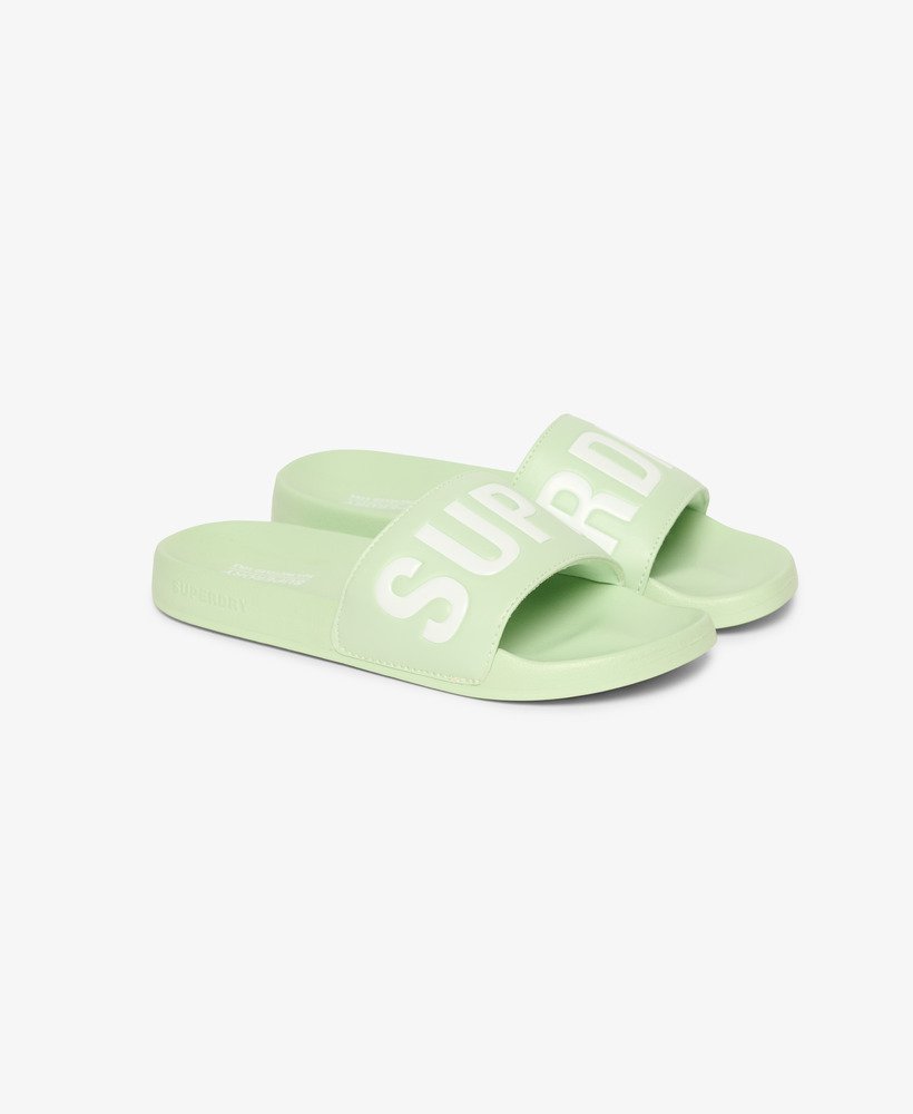 womens Vegan Core Pool Sliders in Tender Greens/Optic | Superdry UK
