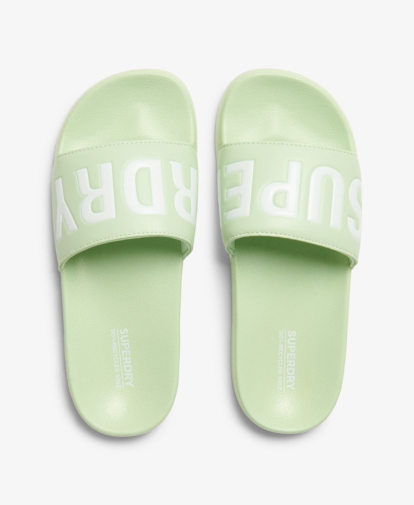 womens Vegan Core Pool Sliders in Tender Greens/Optic | Superdry UK