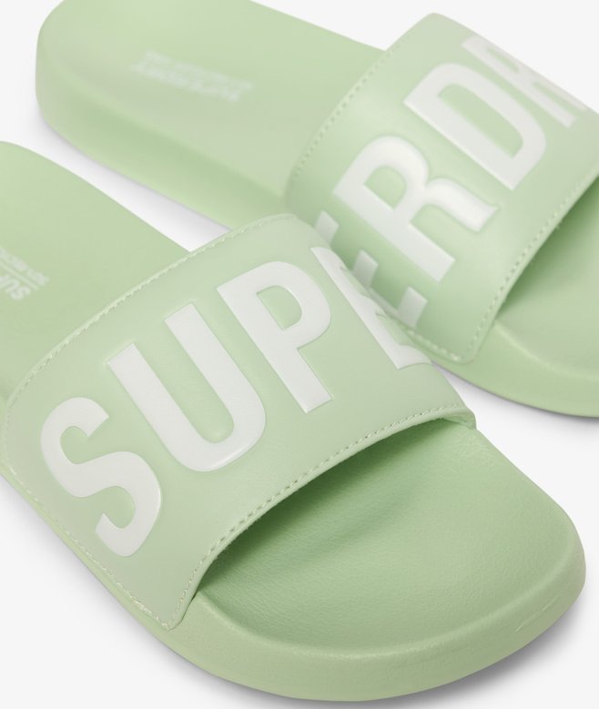 womens Vegan Core Pool Sliders in Tender Greens/Optic | Superdry UK