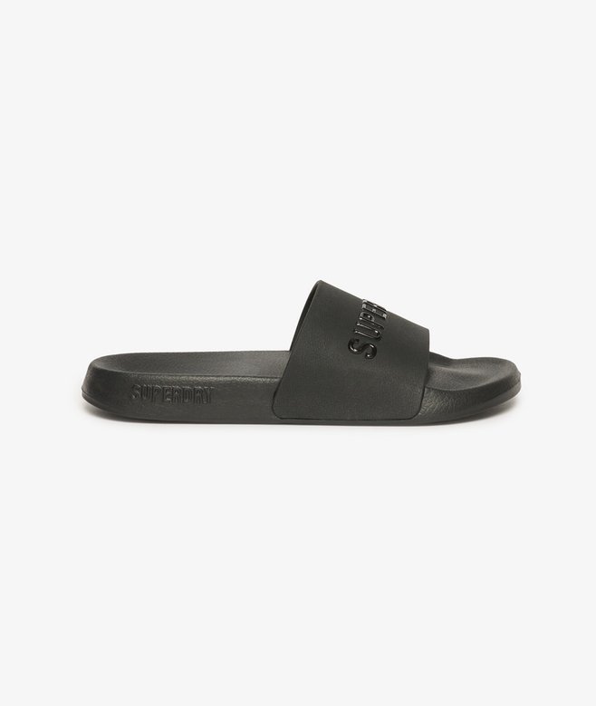 womens CODE Logo Pool Sliders in BLACK/BLACK | Superdry UK