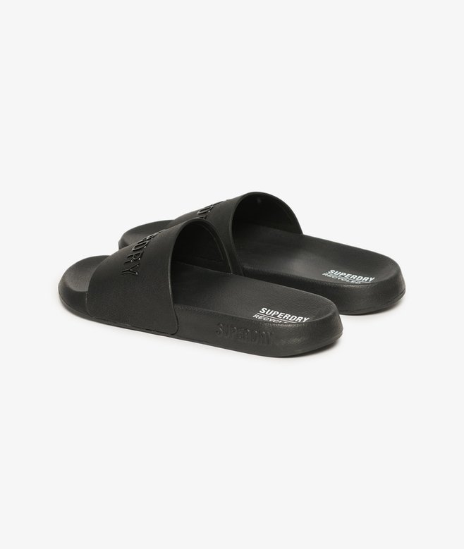 womens CODE Logo Pool Sliders in BLACK/BLACK | Superdry UK