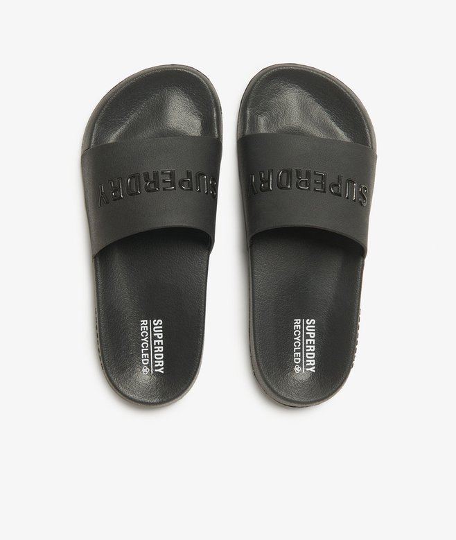 womens CODE Logo Pool Sliders in BLACK/BLACK | Superdry UK