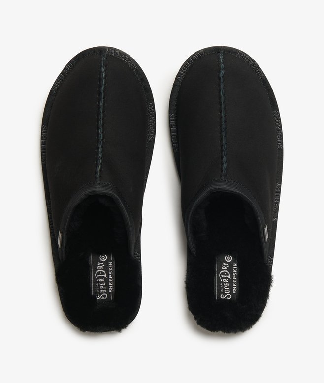 mens Suede Mule Slippers in Black | Superdry UK