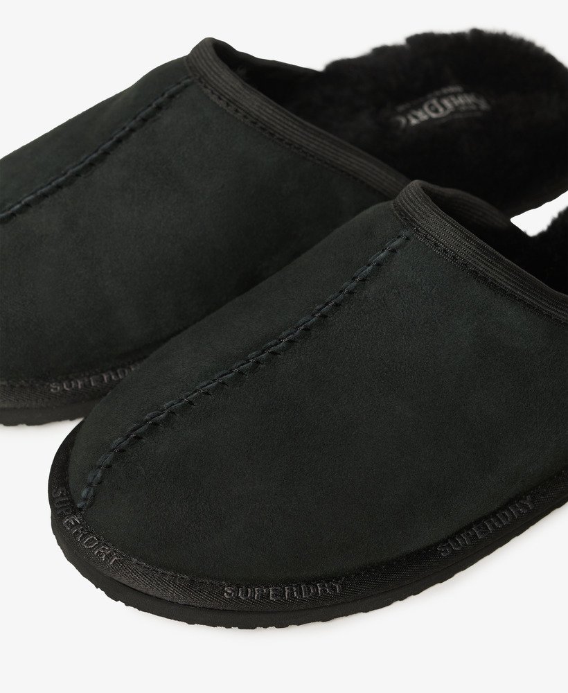 mens Suede Mule Slippers in Black | Superdry UK