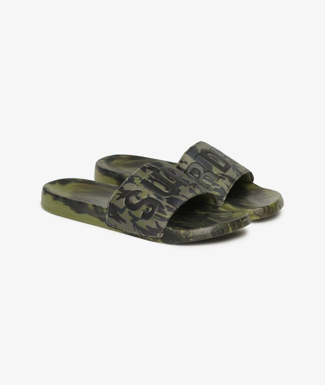 mens Vegan Camo Pool Sliders in Nathan Camo | Superdry UK