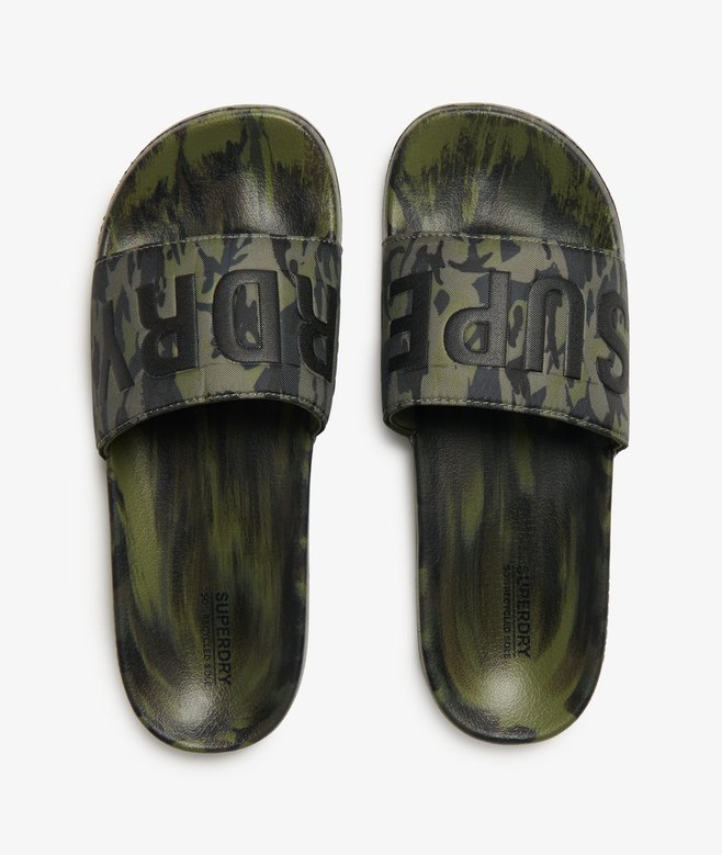 mens Vegan Camo Pool Sliders in Nathan Camo | Superdry UK