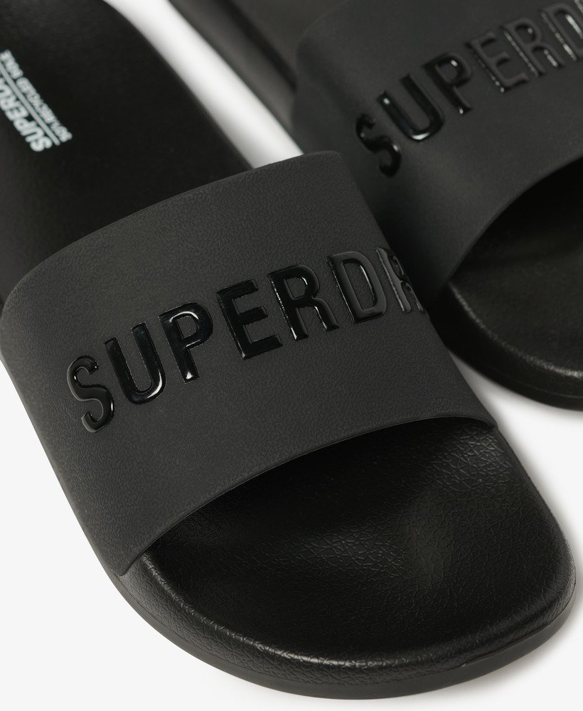 mens Logo Pool Sliders in BLACK/BLACK | Superdry IE