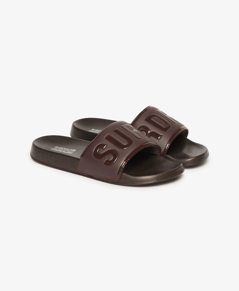 mens Core Pool Sliders in Dark Oak Brown | Superdry UK